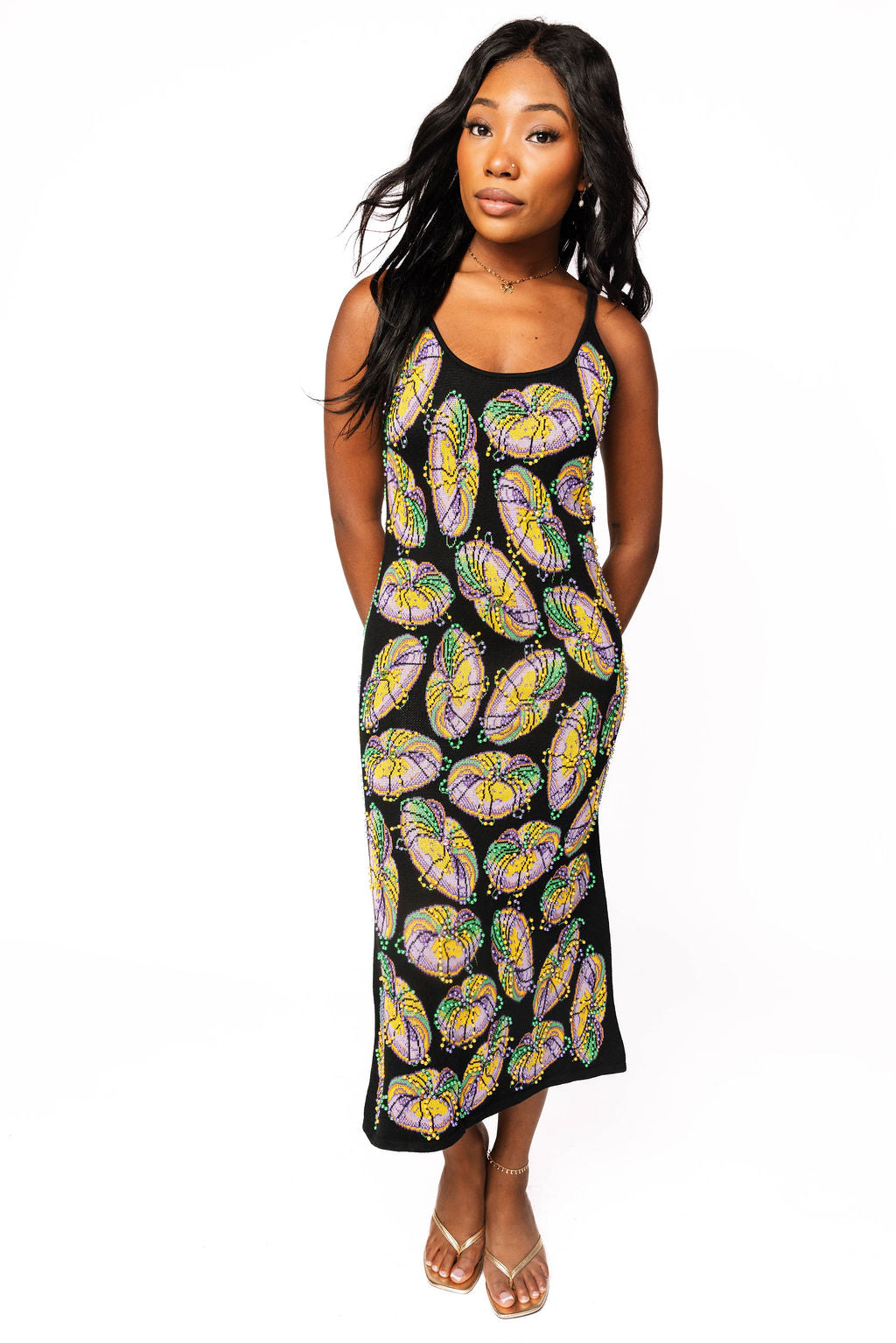 Sample Black King Cake Pearl Midi Dress – Queen of Sparkles